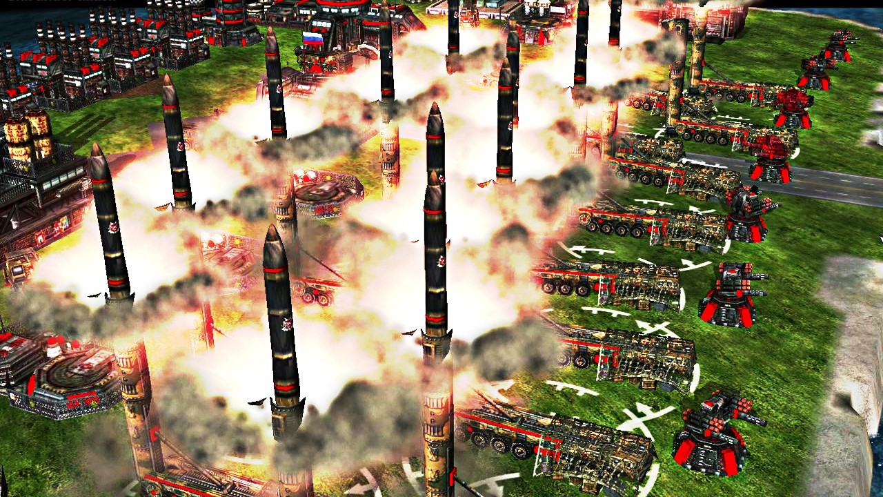 RUS Nuke 1 vs 5 USA - Command & Conquer Generals Rise of The Reds - YouTube