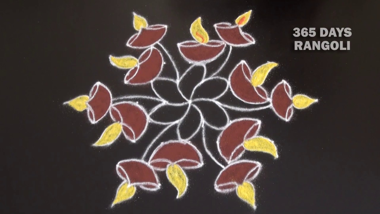 Diwali Special Rangoli with dots,Diya Rangoli Design,Special Rangoli ...