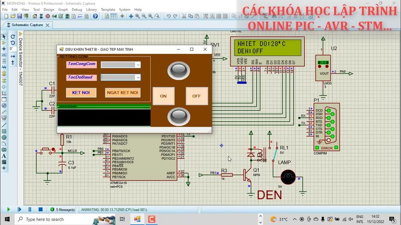 34 | ĐIỀU KHIỂN THIẾT BỊ GIAO TIẾP MÁY TÍNH ATMEGA16 #UART #RS232 #ATMEGA16 #AVR - YouTube