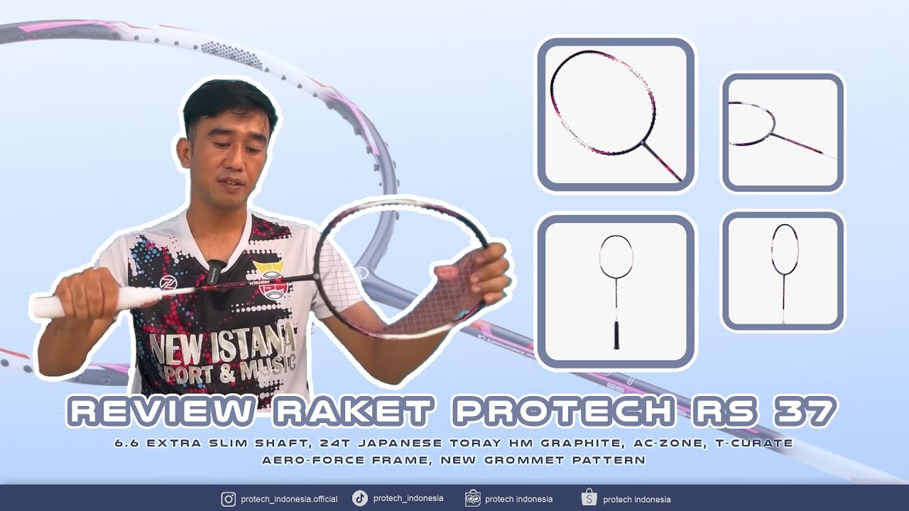 Raket Protech RS 37 | Raket Beginner Tahan Tarikan Sampai 32 Lbs! - YouTube