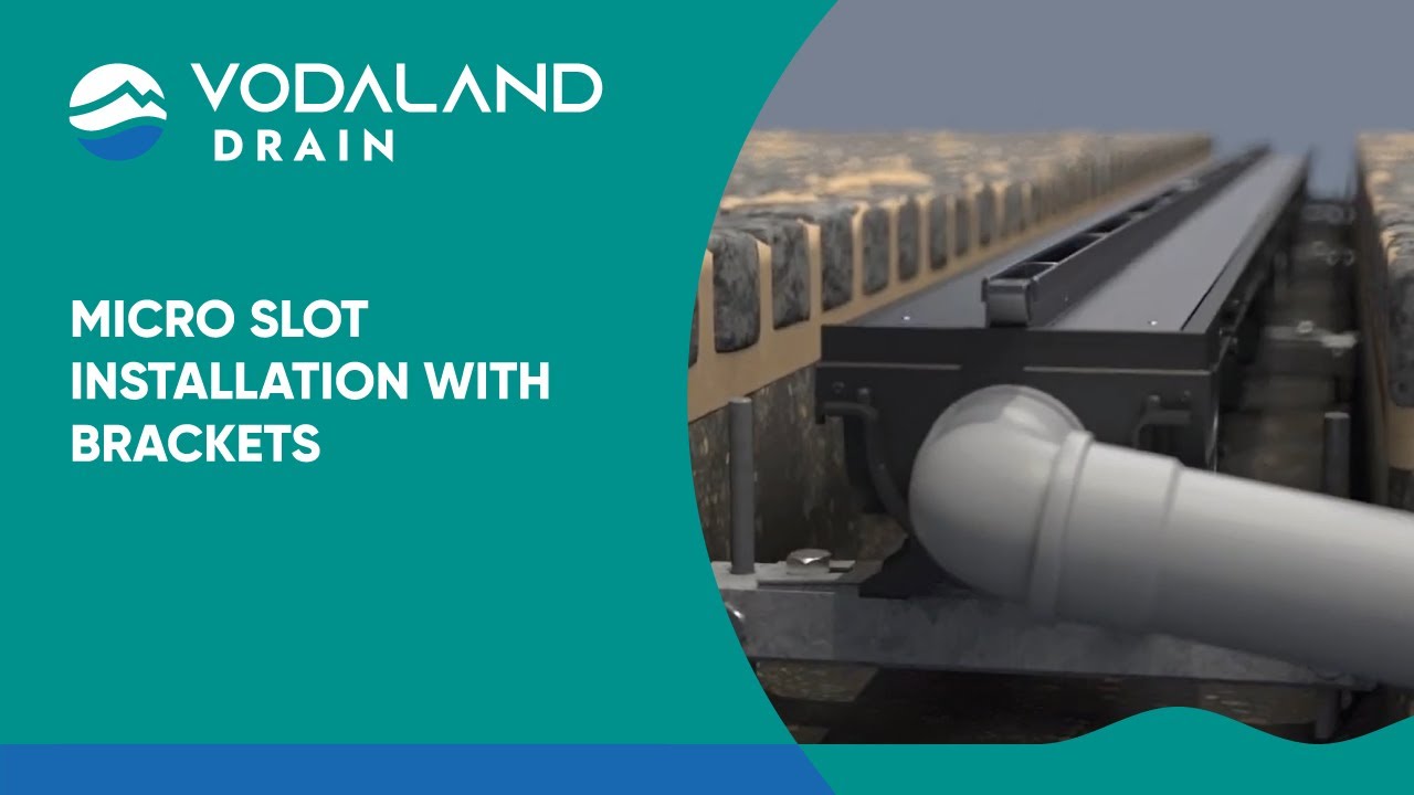 Vodaland - SLOT Drain T-Type H25 installation with mounting brackets ...