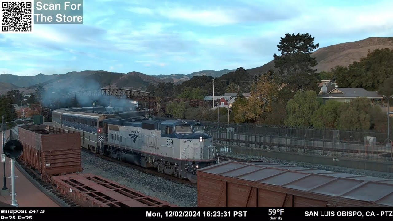 AMTK 509 Leads Train 794 Departing San Luis Obispo CA - 2024.12.02 ...
