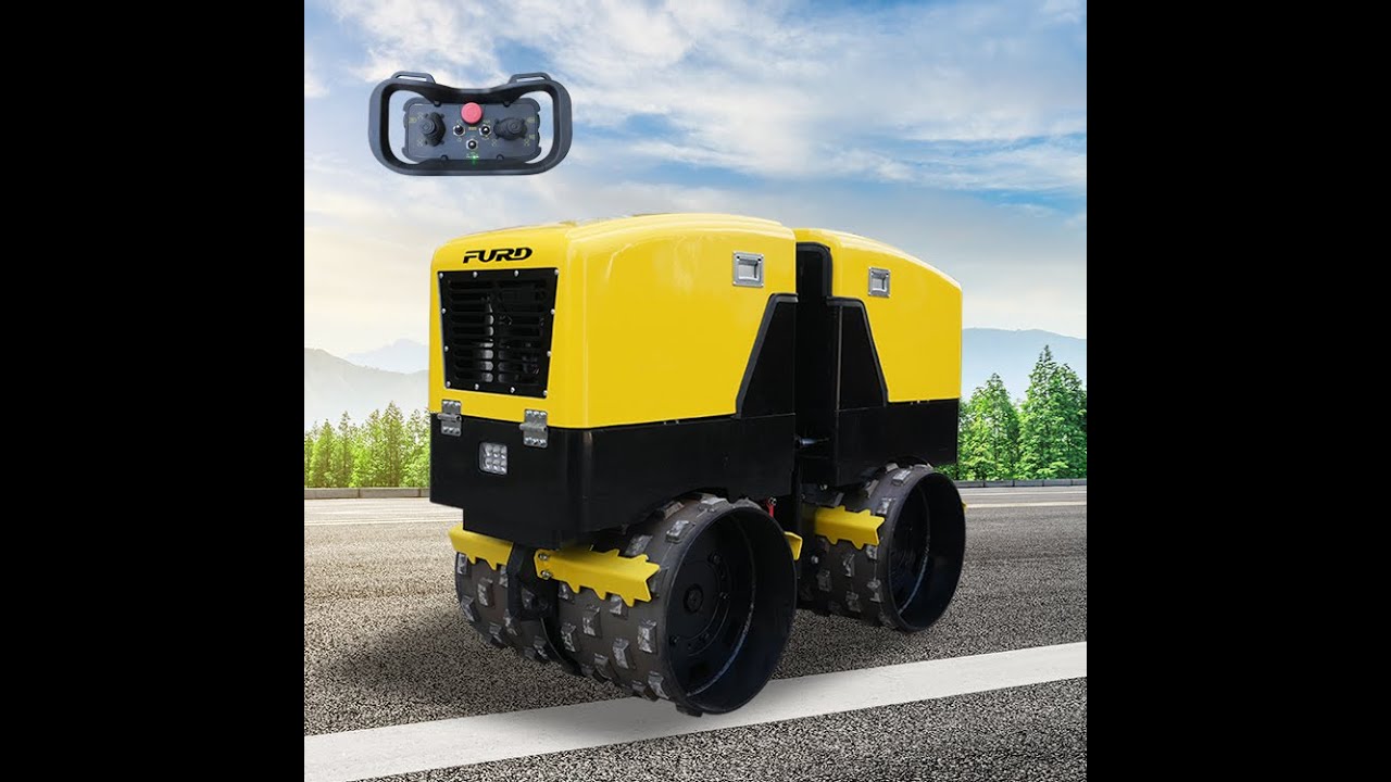 1600kg Remote Control Road Roller Self Walking Trench Road Roller - YouTube