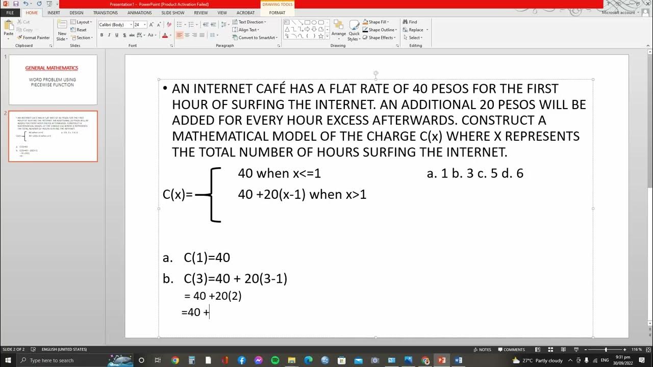 General Mathematics: A Word Problem using piecewise function - YouTube