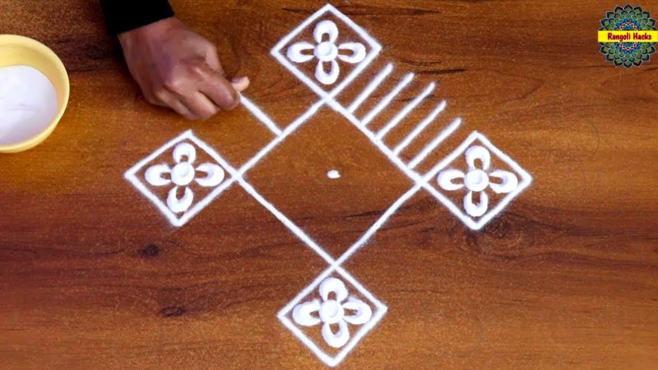 Easy Padi Kolam Design with 5x3 dots | Simple Padi Kolam | Beautiful ...