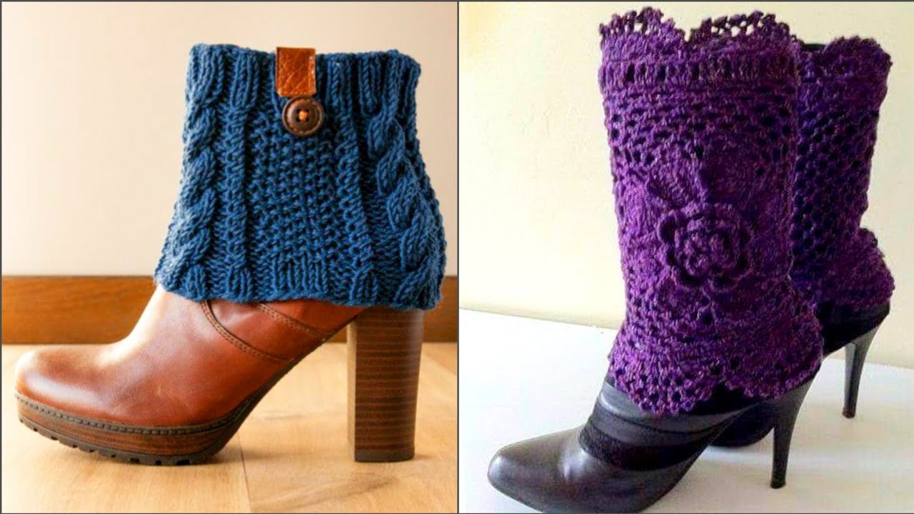 Cable knit Boot Topper Cuff Pattern Ideas/Crochet Ankle Warmer Leather ...