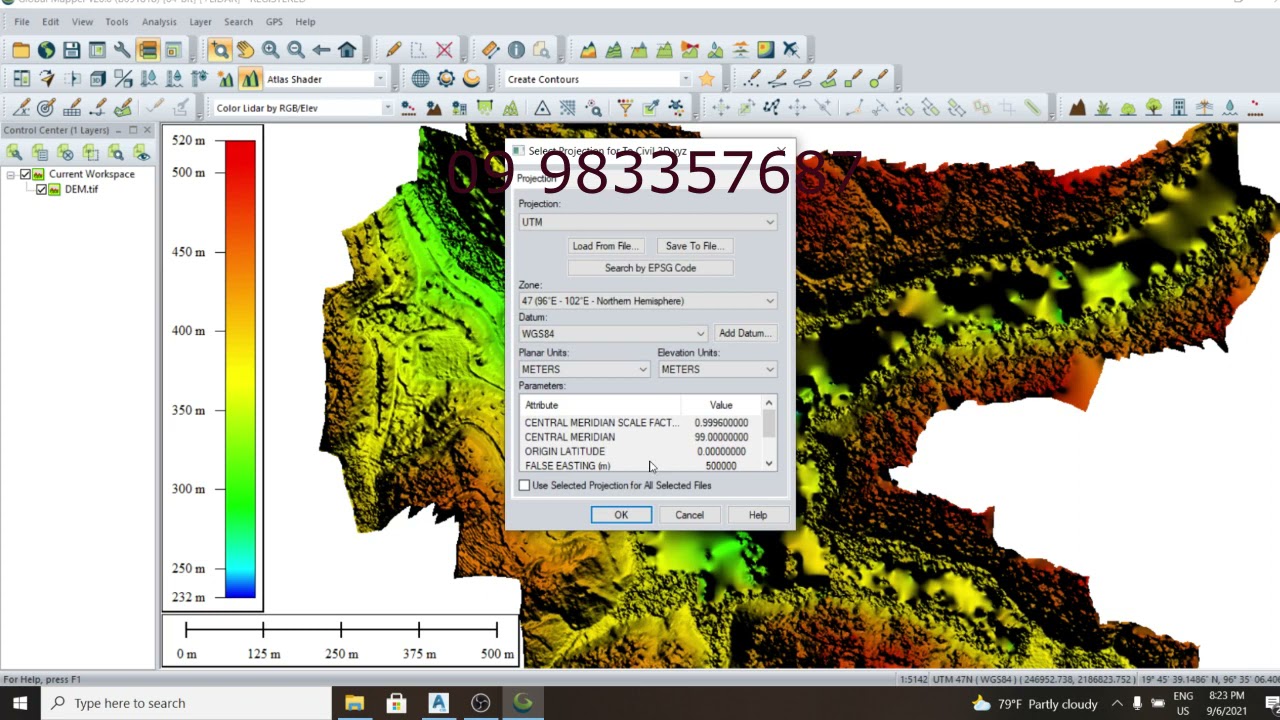 DEM to point and contour - YouTube