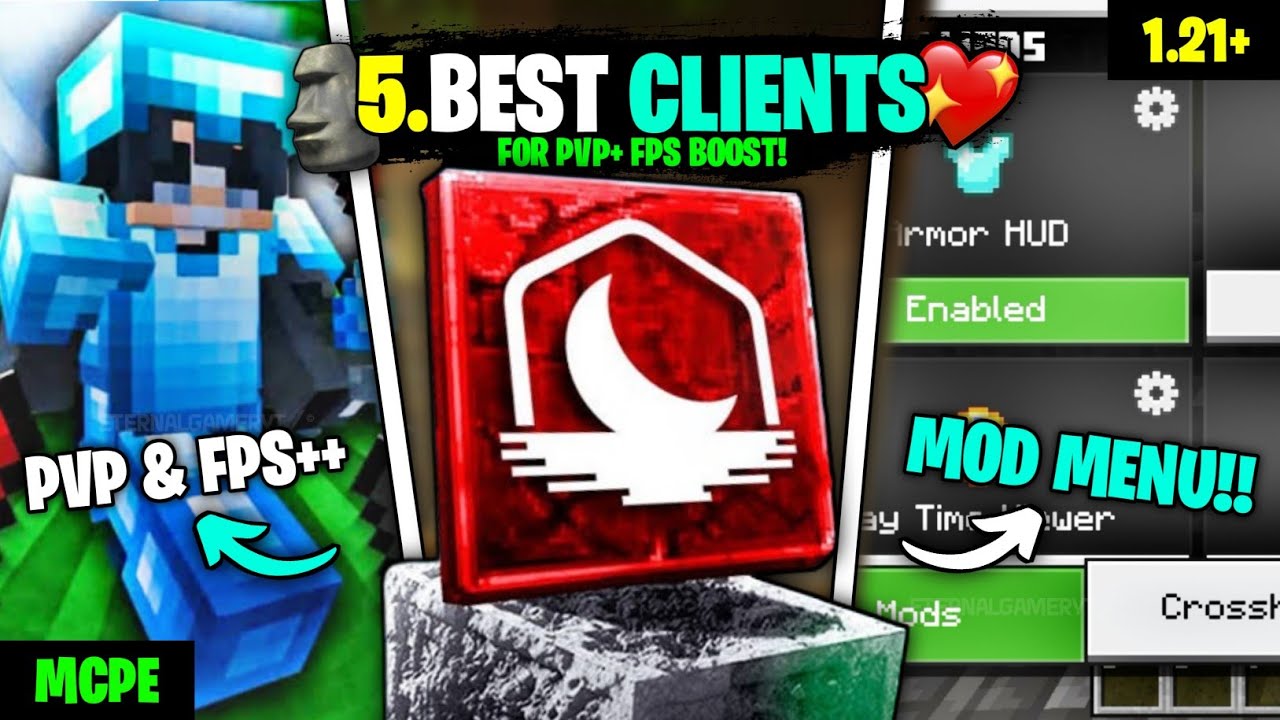 🤯 Top 5 Best MCPE Clients 1.21+ (2025) | PvP & FPS Boost Clients for ...