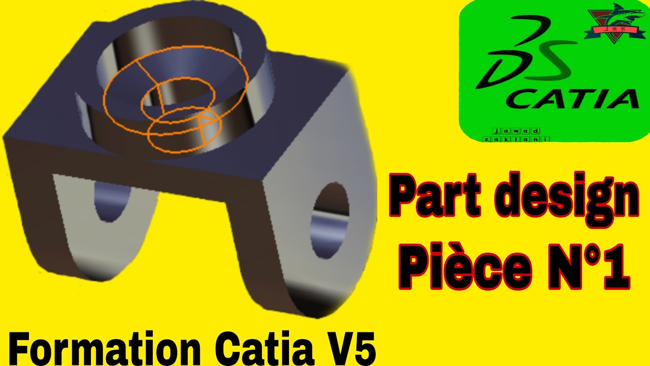 Formation catia v5, Part design, Pièce N°1 - YouTube