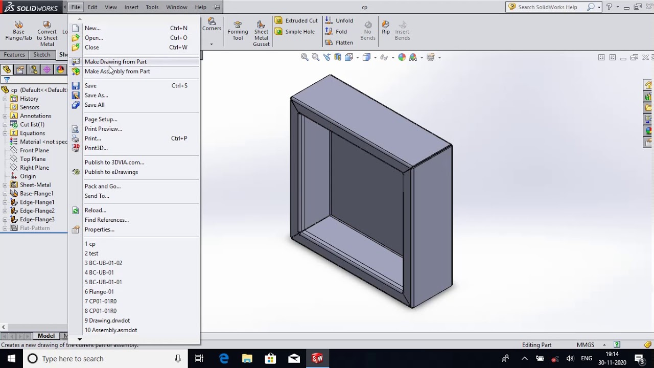 Solidworks Sheetmetal Control Panel Box - YouTube