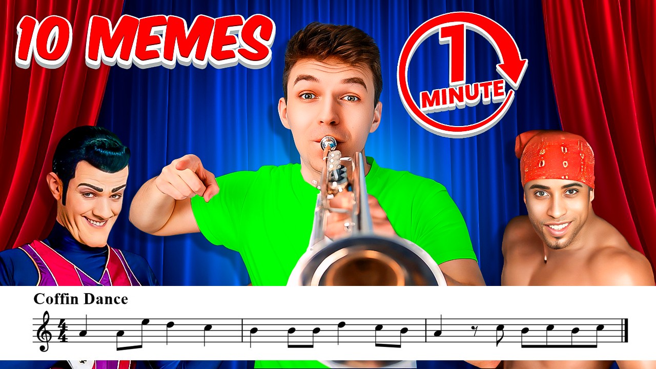 10 EPIC MEMES in 1 SONG (in 1 MINUTE) BUT.. with Sheet Music / Notes ...