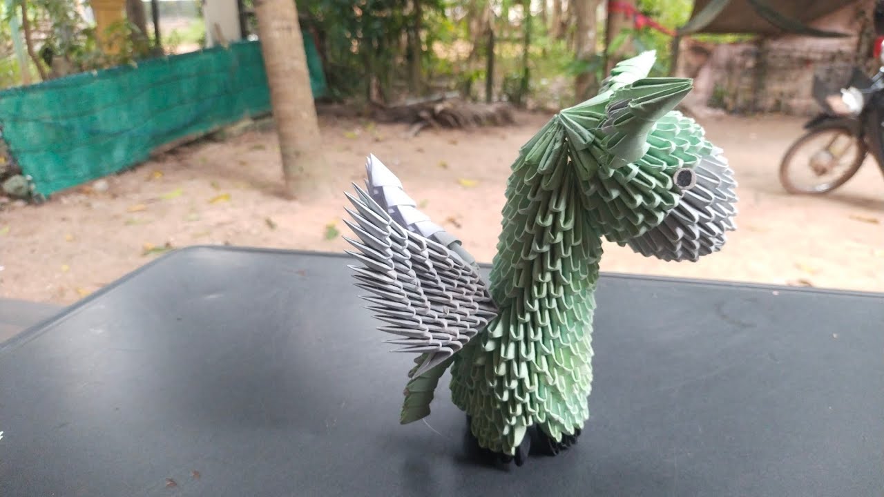 How to make 3D Origami Swing Horse tutorial #papercraft #diy #origami ...