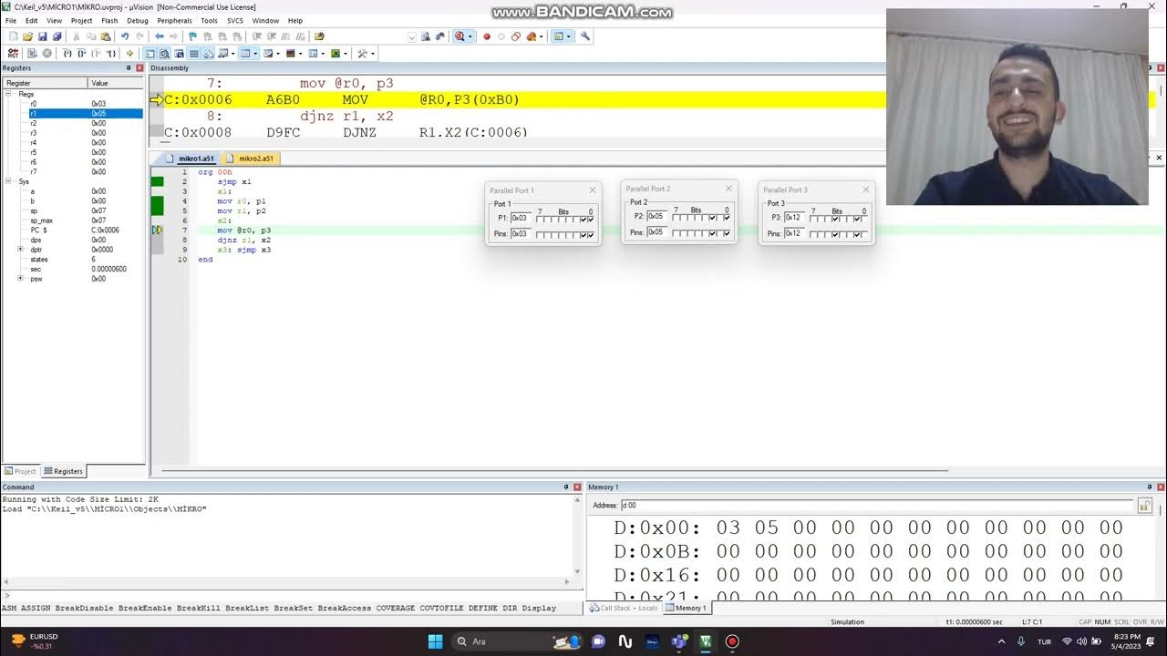 Keil Assembly Dili ile Oluşturulmuş 2 Örnek - YouTube