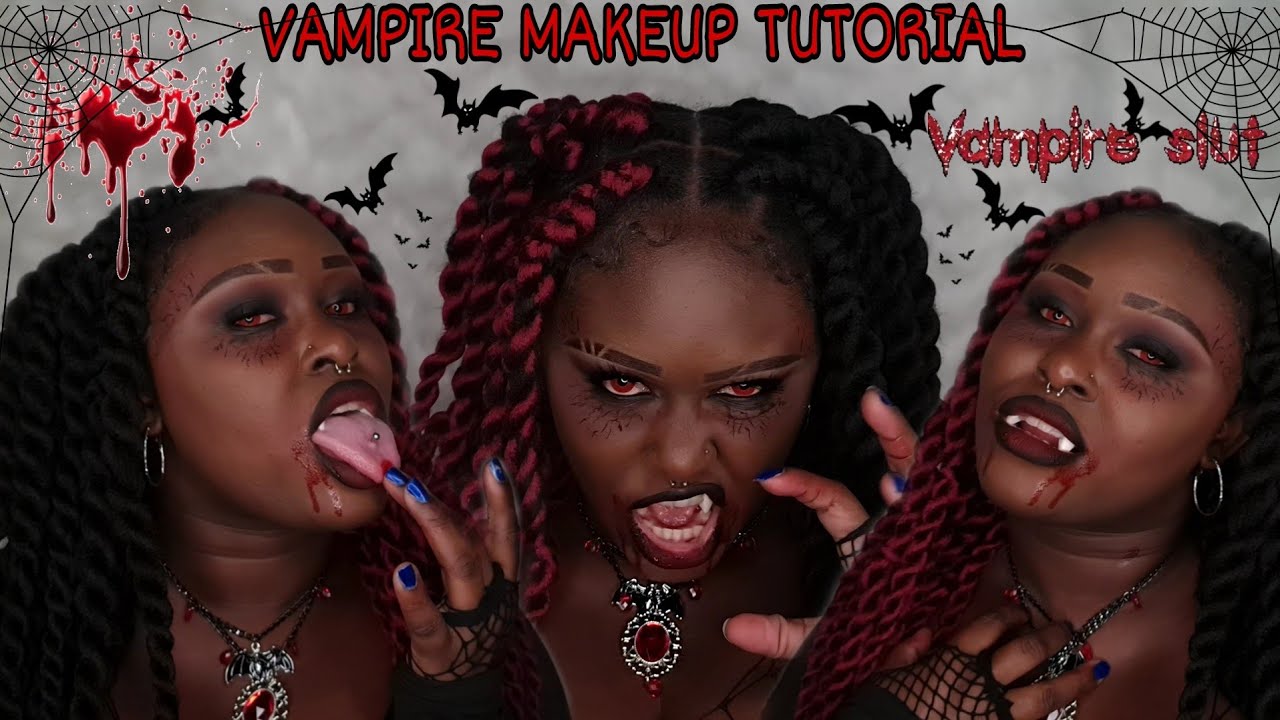 Halloween vampire makeup tutorial on darkskin - YouTube