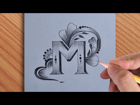 how to make beautiful  M  letter drawing tattoo || simple drawing of M letter drawing with pencil