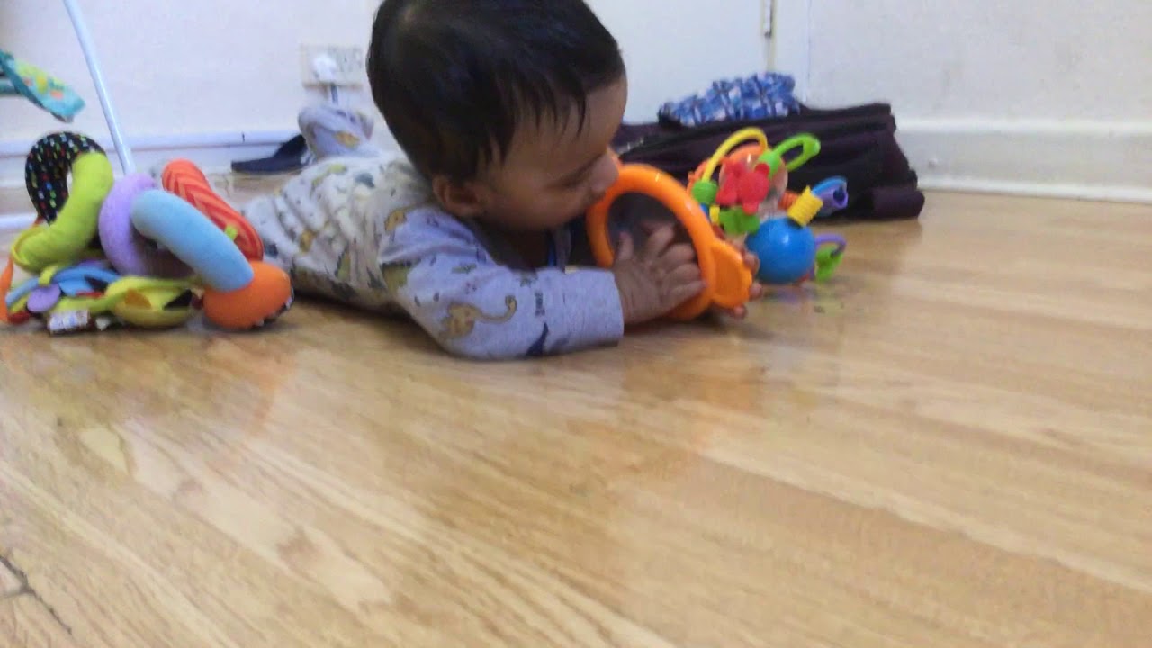 Baby first try to crawl - YouTube