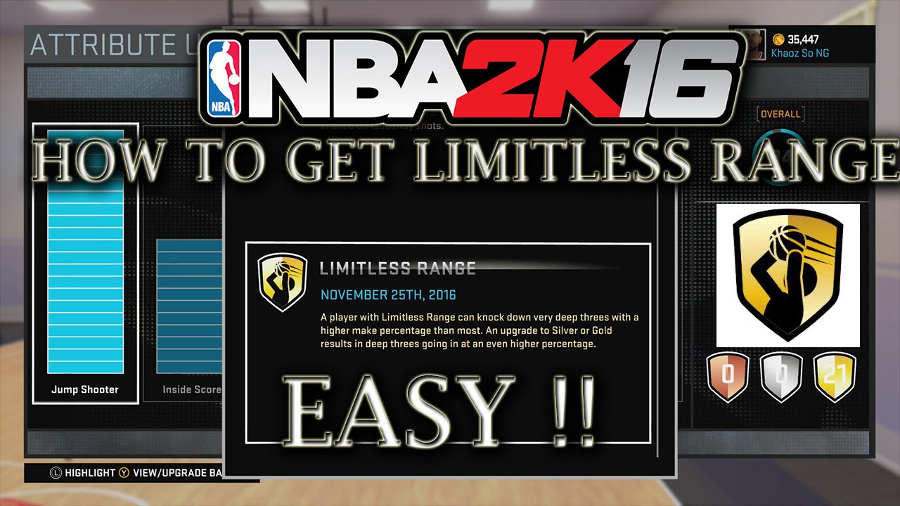 NBA 2K16 HOW TO GET LIMITLESS RANGE BADGE EASY - YouTube