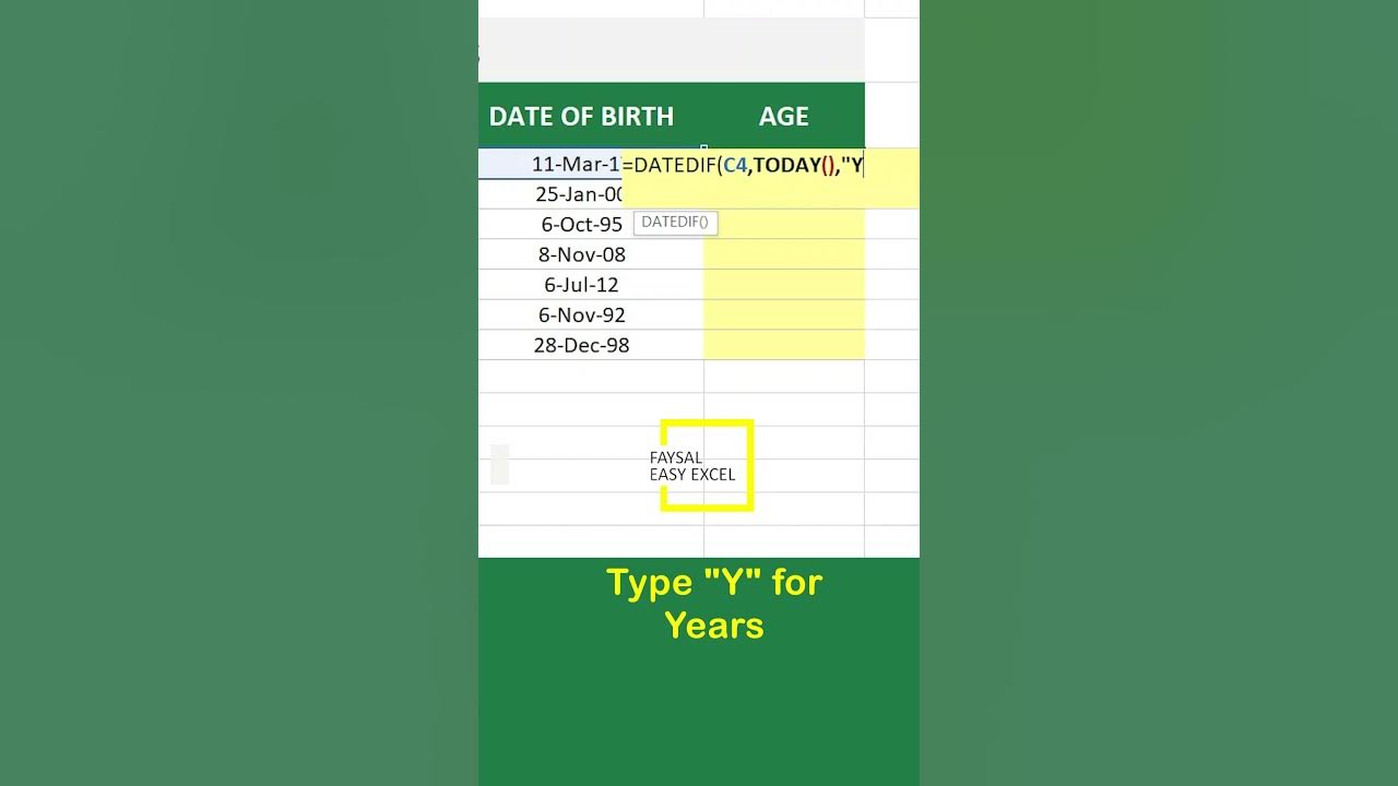 Calculate your Age in MS Excel | microsoft excel tutorial - YouTube