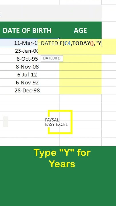 Calculate your Age in MS Excel | microsoft excel tutorial - YouTube
