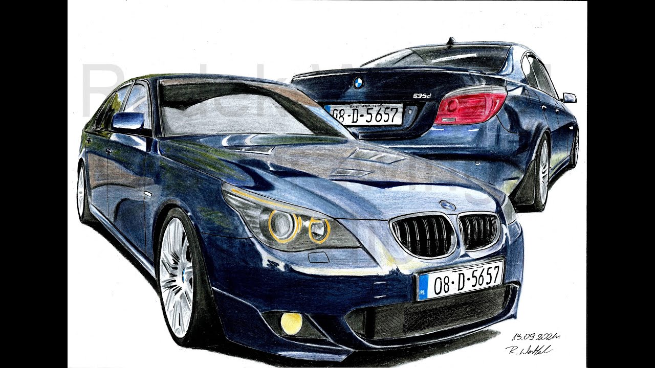 BMW E60 - timelapse pencil drawing / rysunek || Radek Westfal Car ...