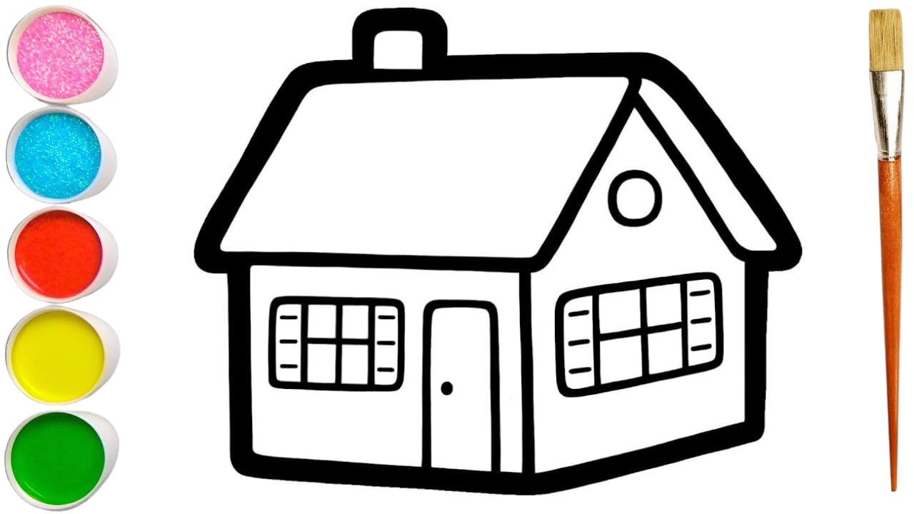 How to draw a 3D House for Kids | Coloring & Painting of a 3D House ...