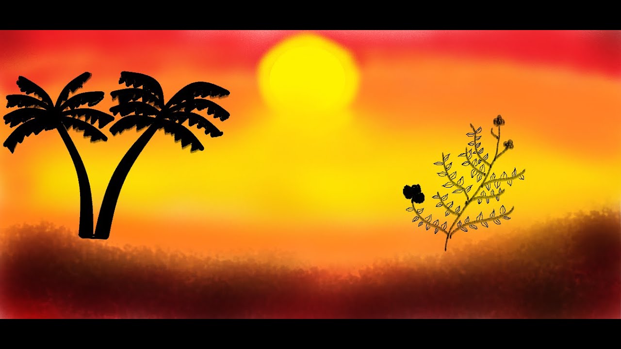How To Make Sunset Scenery In Paint 3D - YouTube
