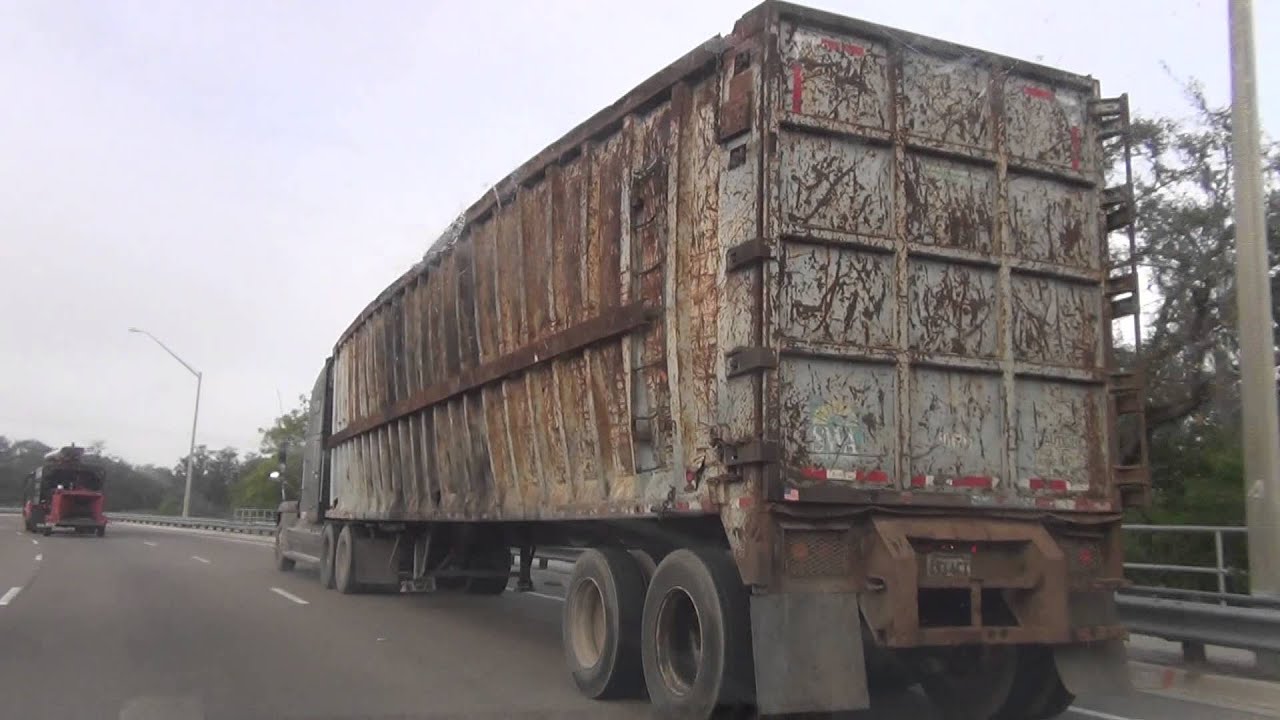 Nasty Rolled Over Semi Trailer They Allow On Highway In Florida - YouTube