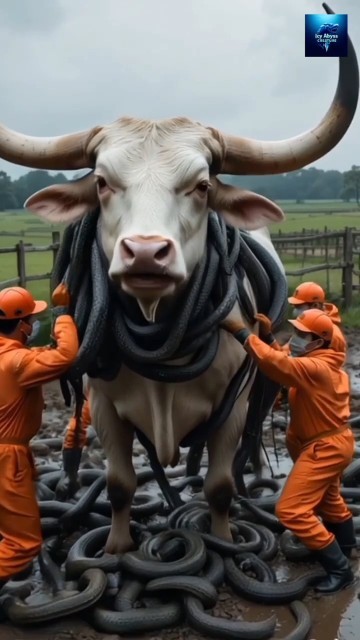 Cow covered in million of large snakes saved by a rescue team - YouTube
