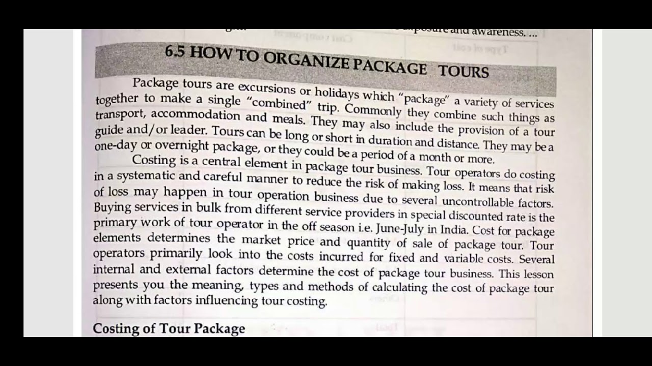 How to Organize Package Tours? | Costing Of Tour Package | Pricing Of ...