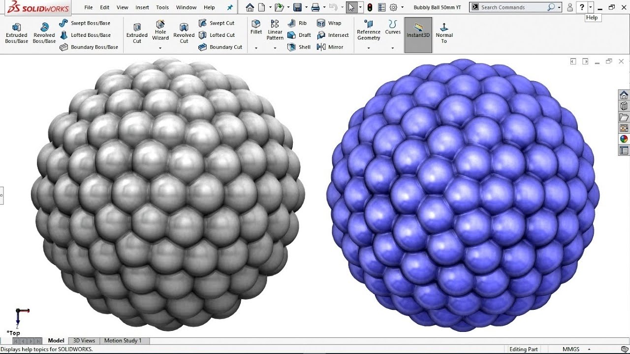 Exercise 94: How to make a 'Bubbly Ball' in Solidworks 2018 - YouTube