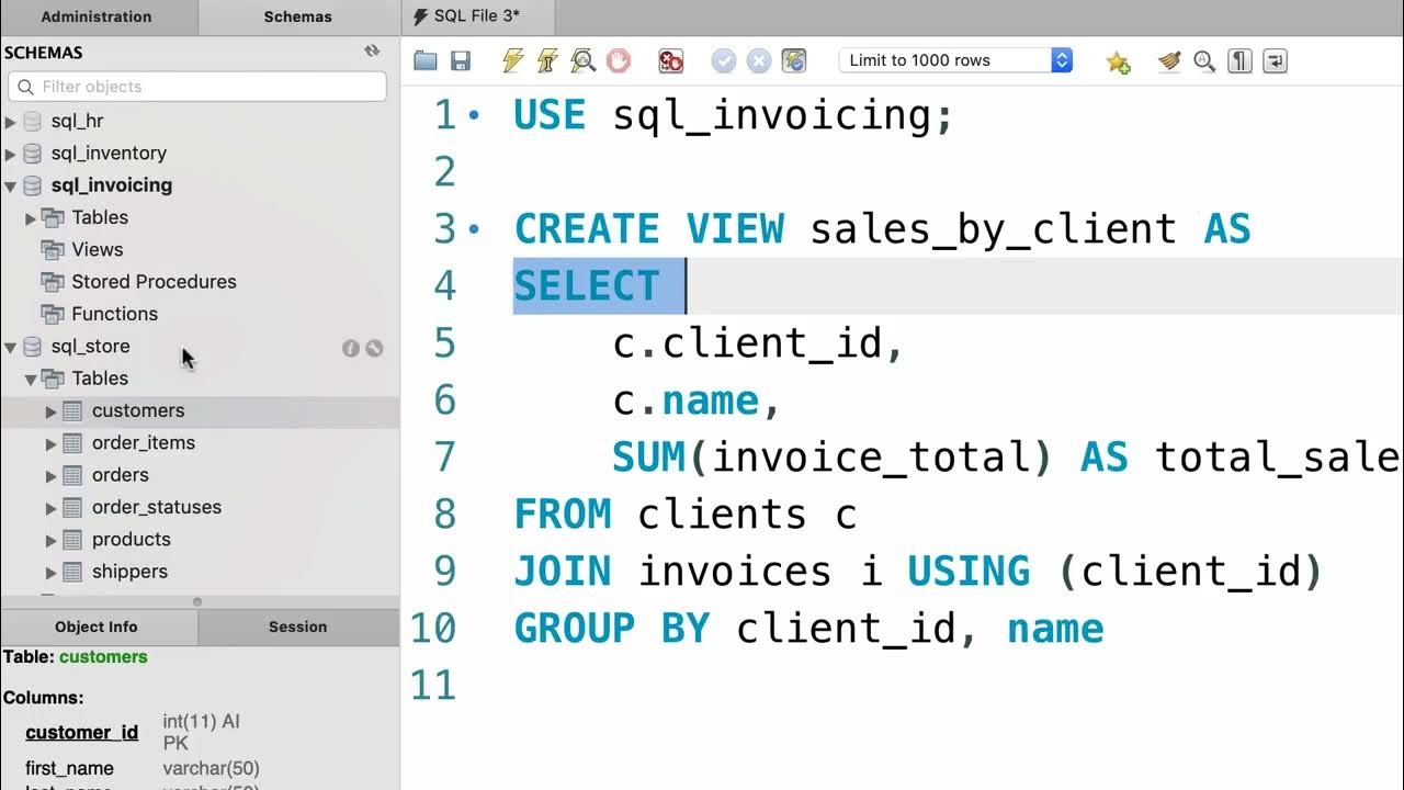 SQL #60 - Creating Views [By Mosh Hamedani] - YouTube