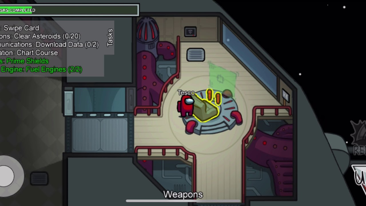 Among Us The Skeld - Weapons - How to Clear Asteroids - YouTube