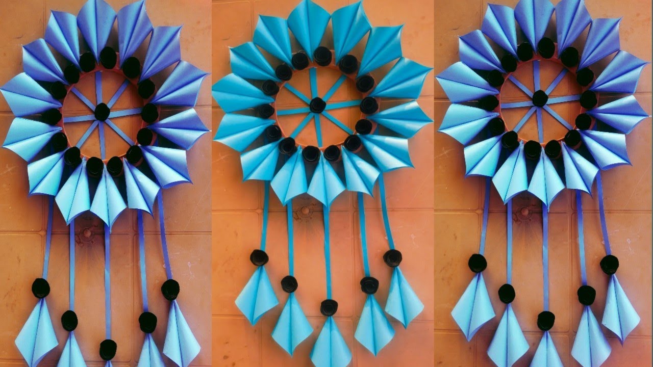 easy to make a beautiful sky blue paper flower/Wall hanging flower ...