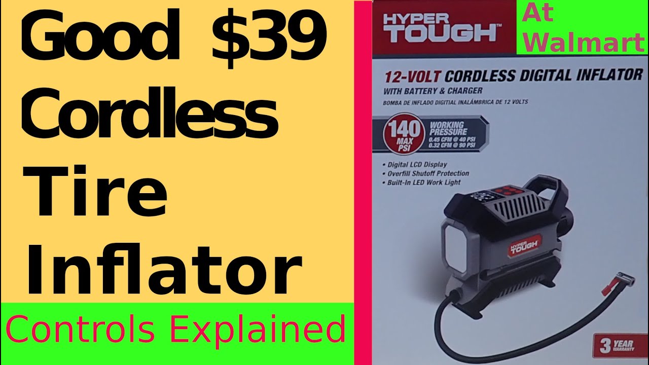 12 Volt Hyper Tough Tire Pump. Hyper Tough Digital Inflator. - YouTube