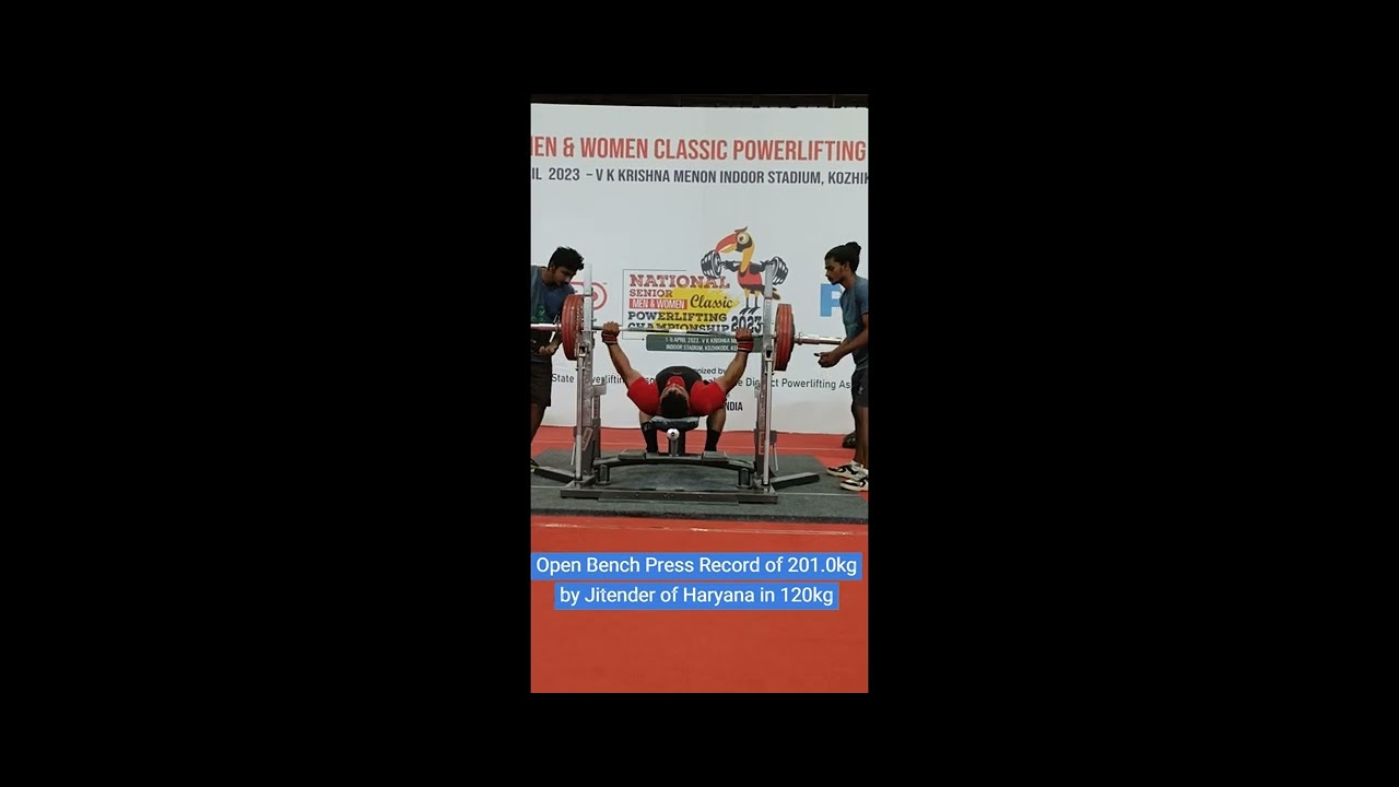 Open Bench Press Record of 201.0kg by Jitender of Haryana in 120kg ...