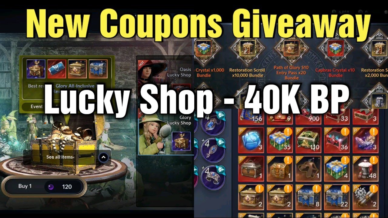 Black Desert Mobile New Coupons Giveaway & Lucky Shop - 40K BP Spent - YouTube