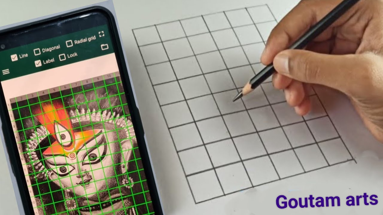 Gride Method for Drawing Outline / How to draw outline from phone using ...