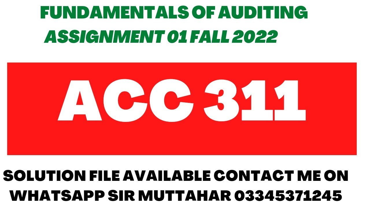 acc 311 assignment solution fall 2022 - YouTube