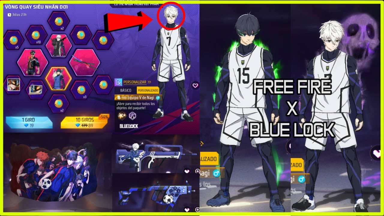EVENTOS Y RECOMPENSAS DE FREE FIRE X BLUE LOCK COLABORACIÓN GLOBAL OB46 ...