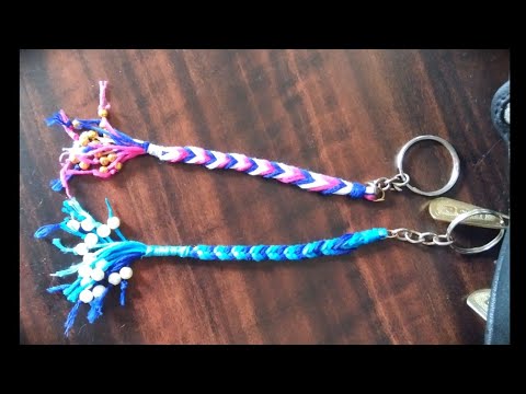 How to make easy keychain with thread | DIY keychain with crafting ...