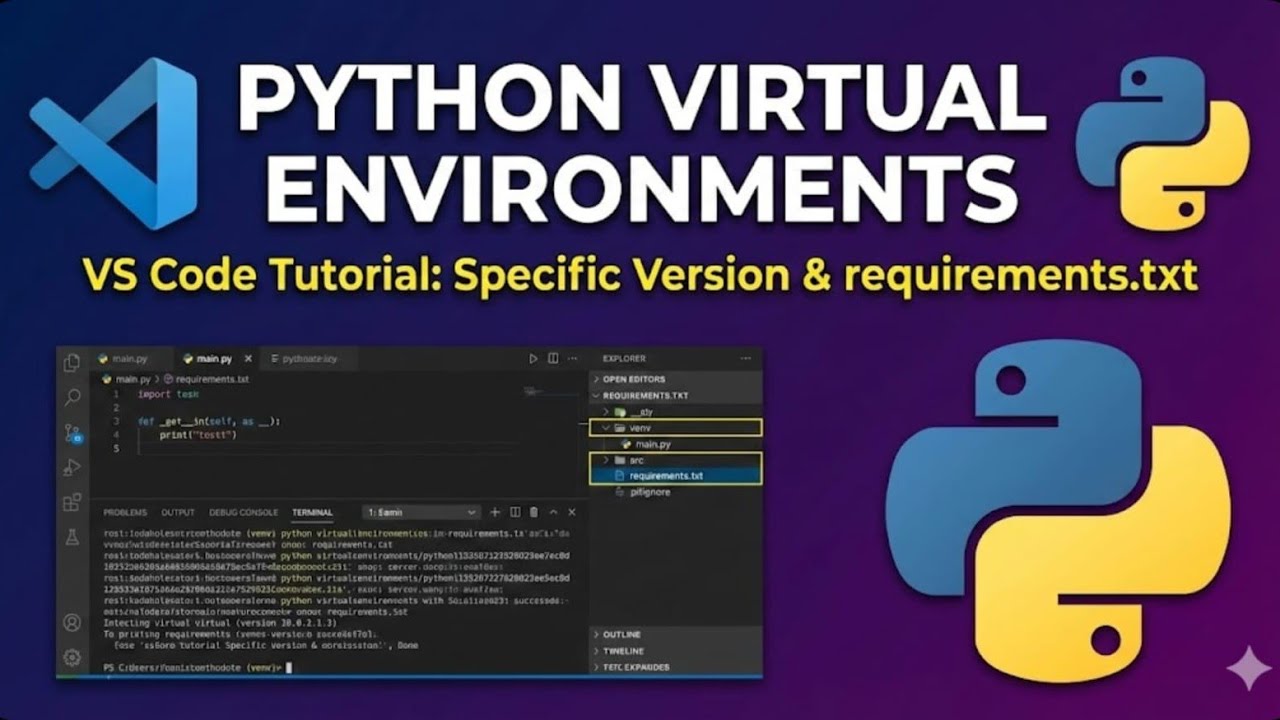 Create Python Version Virtual Environment in Visual Studio and Run Requirements.txt file - YouTube