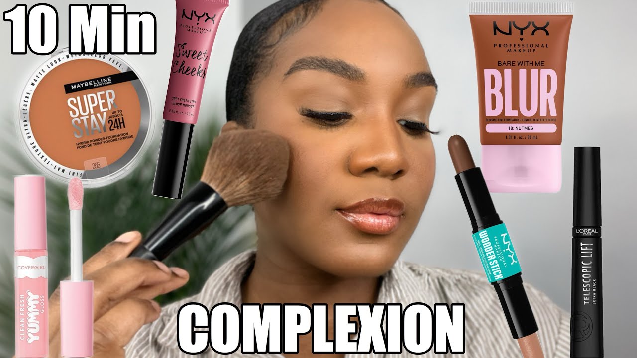 10 MIN COMPLEXION ROUTINE USING NEW & VIRAL DRUGSTORE MAKEUP ...