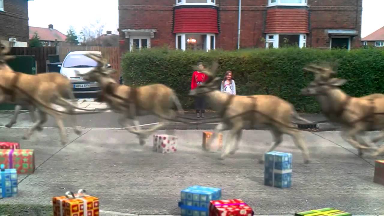 Santa fail crash,reindeer gone wild, stampede - YouTube