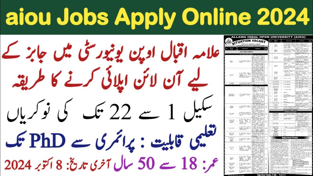 Step By Step complete Process aiou jobs apply online 2024 | Education ...