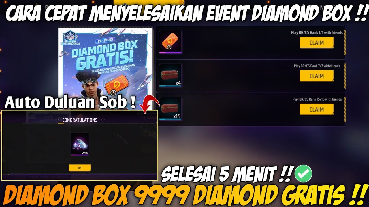 CARA CEPAT MENYELESAIKAN EVENT DIAMOND BOX GRATIS FREE FIRE 9999 ...