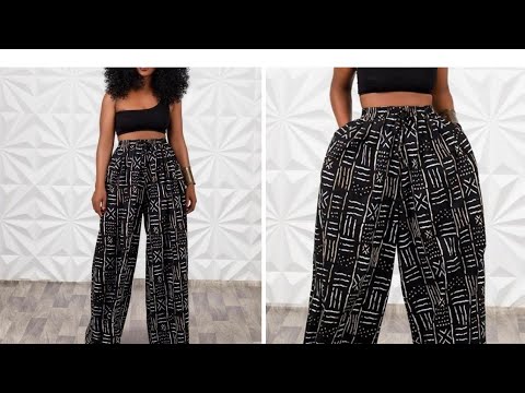 Diy:How to cut and sew this trendy ankara jumbo pant with elastic waist ...