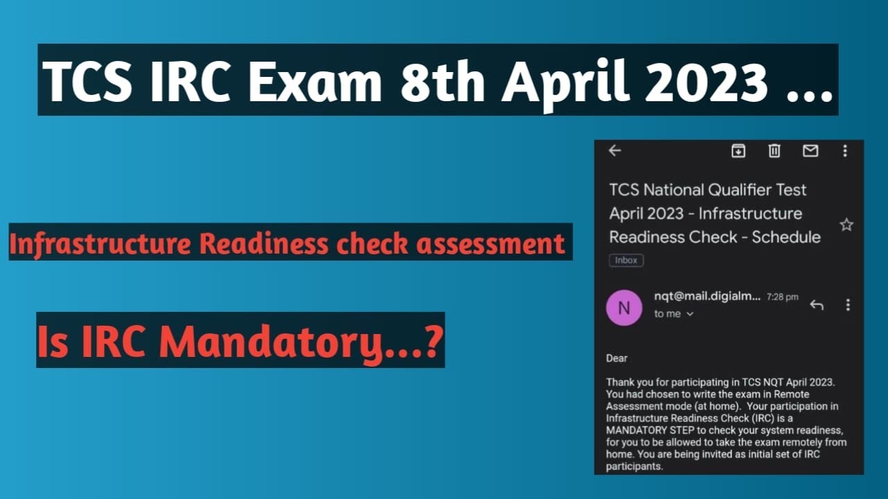 TCS IRC Exam Date 8th April 2023 || Infrastructure Readiness Check #tcs | Mandatory to Complete ...