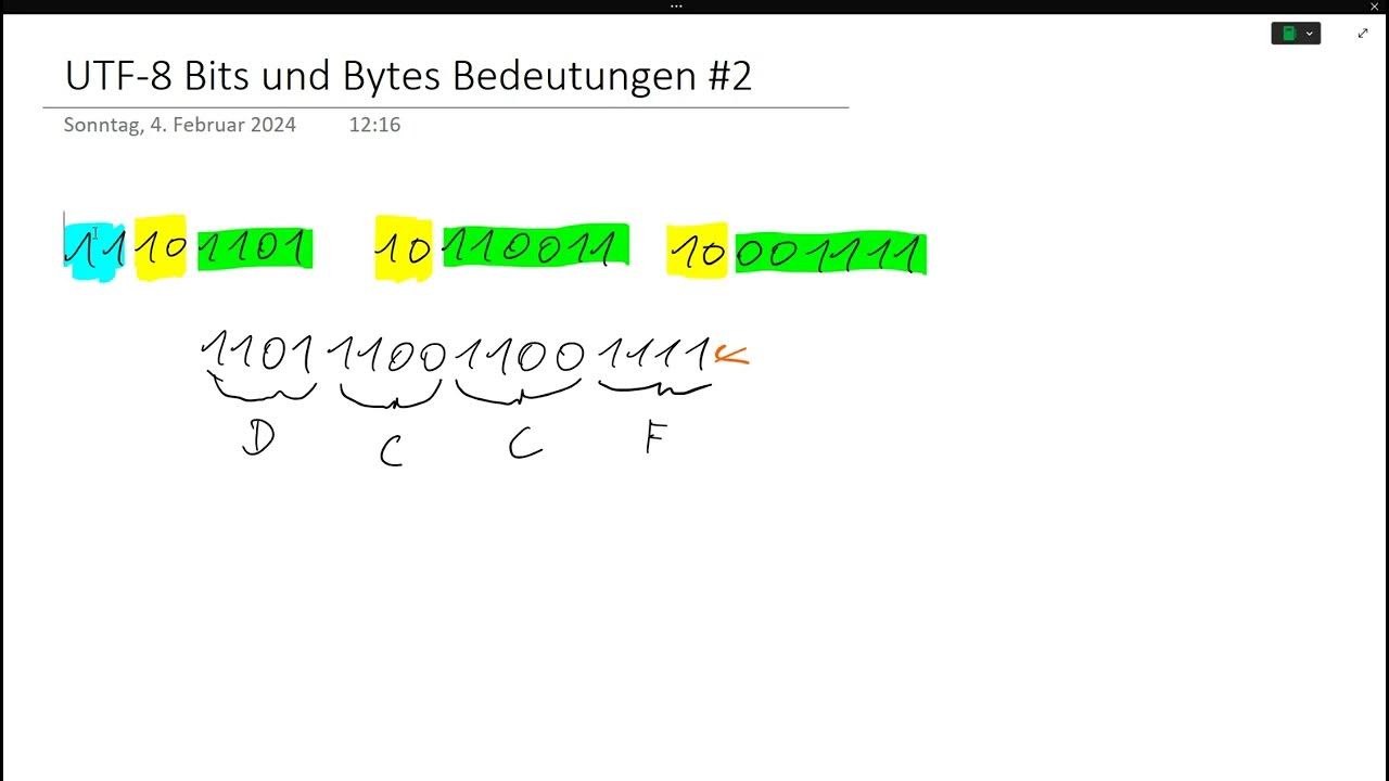 UTF 8 Bits und Bytes Bedeutungen (zweites Folgebyte) #2 - YouTube