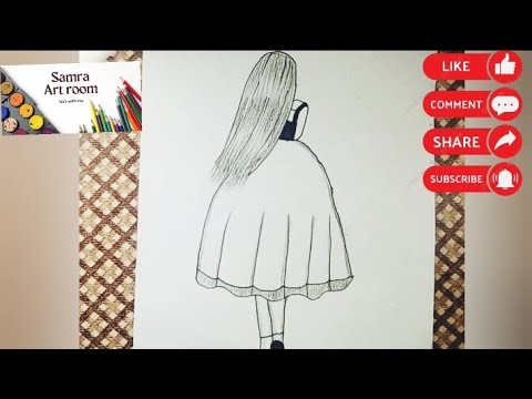 beautiful girl backside drawing | easy drawing | barbie girl drawing ...