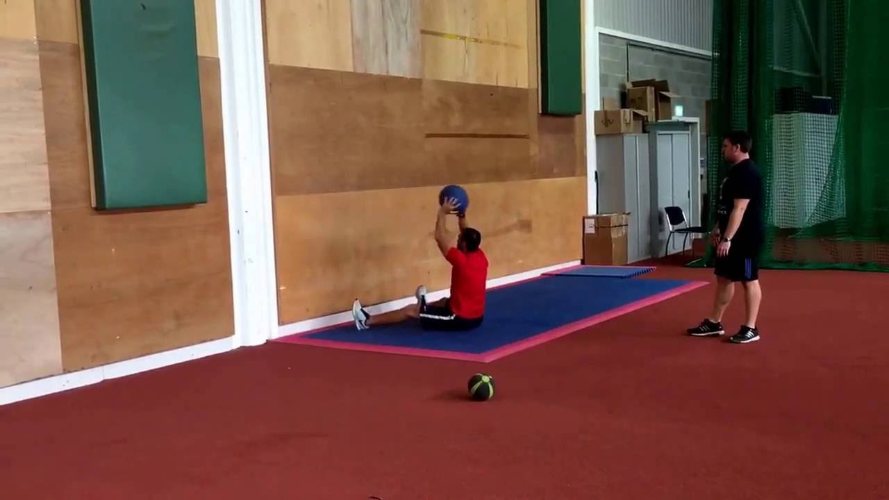 Seated Overhead med ball throws - YouTube